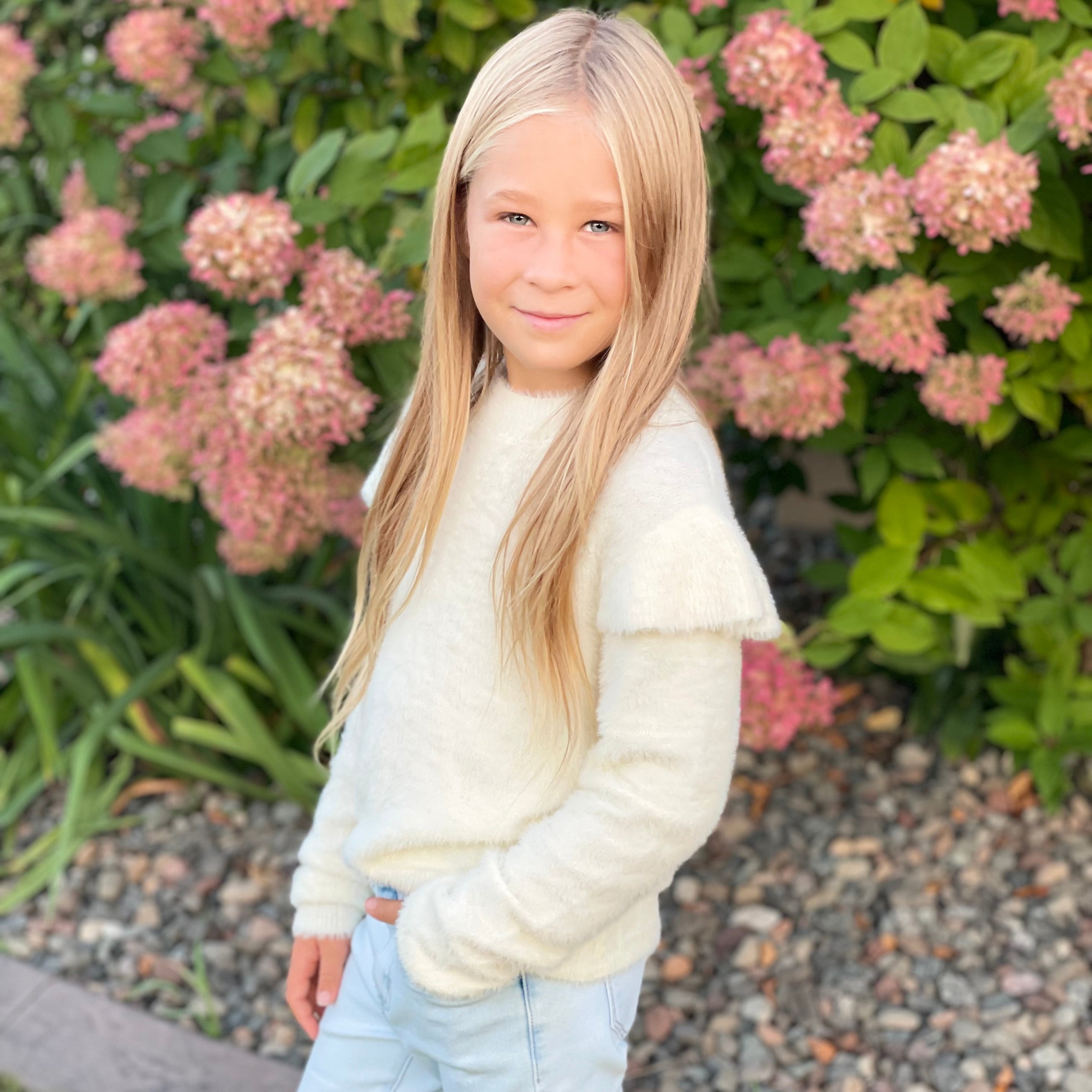 Abigail Ruffle Sweater - Ivory | Simplicity Boutique